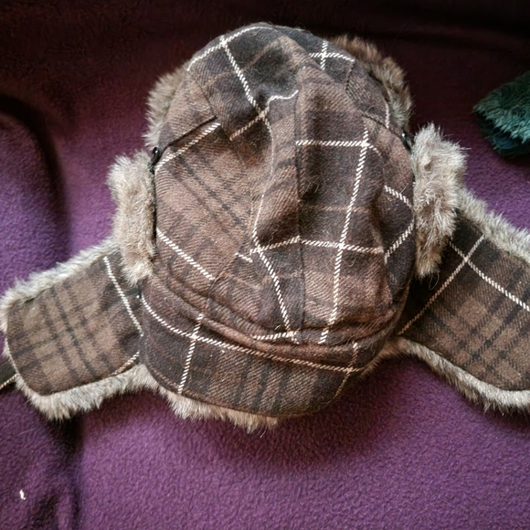 Accessories | Winter Hat That Covers Ears Flannel Outside Faux Fur ...